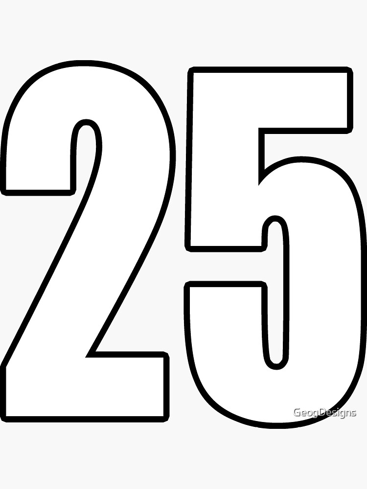 "25 number number football" Sticker by GeogDesigns | Redbubble