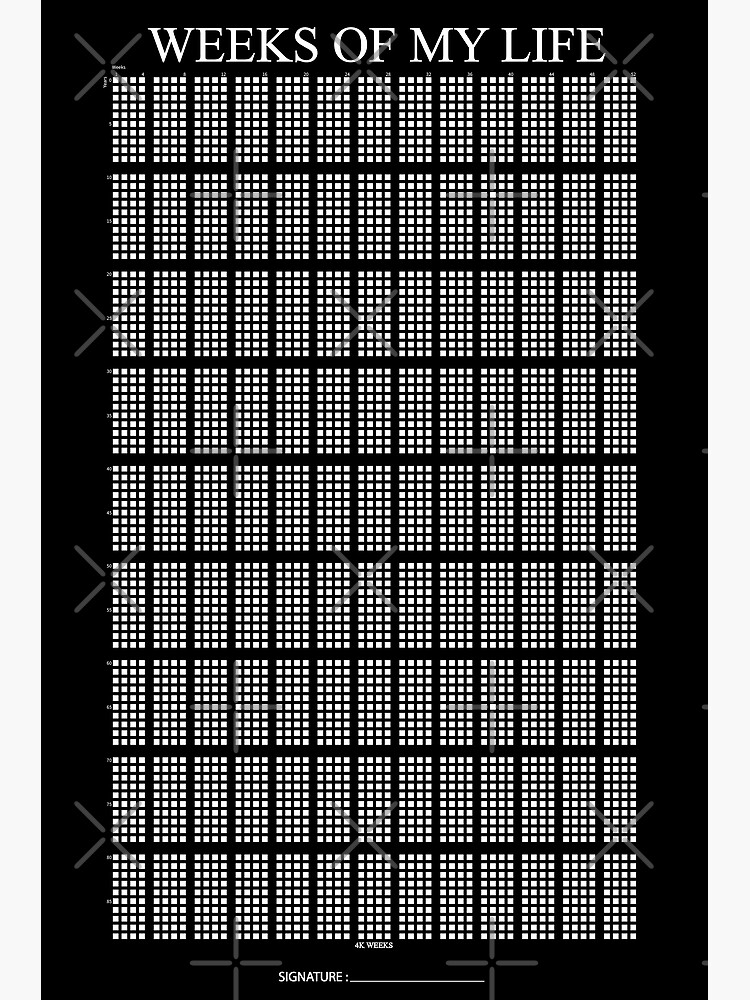"Weeks of My Life with signature Black Background - Life Calendar ...