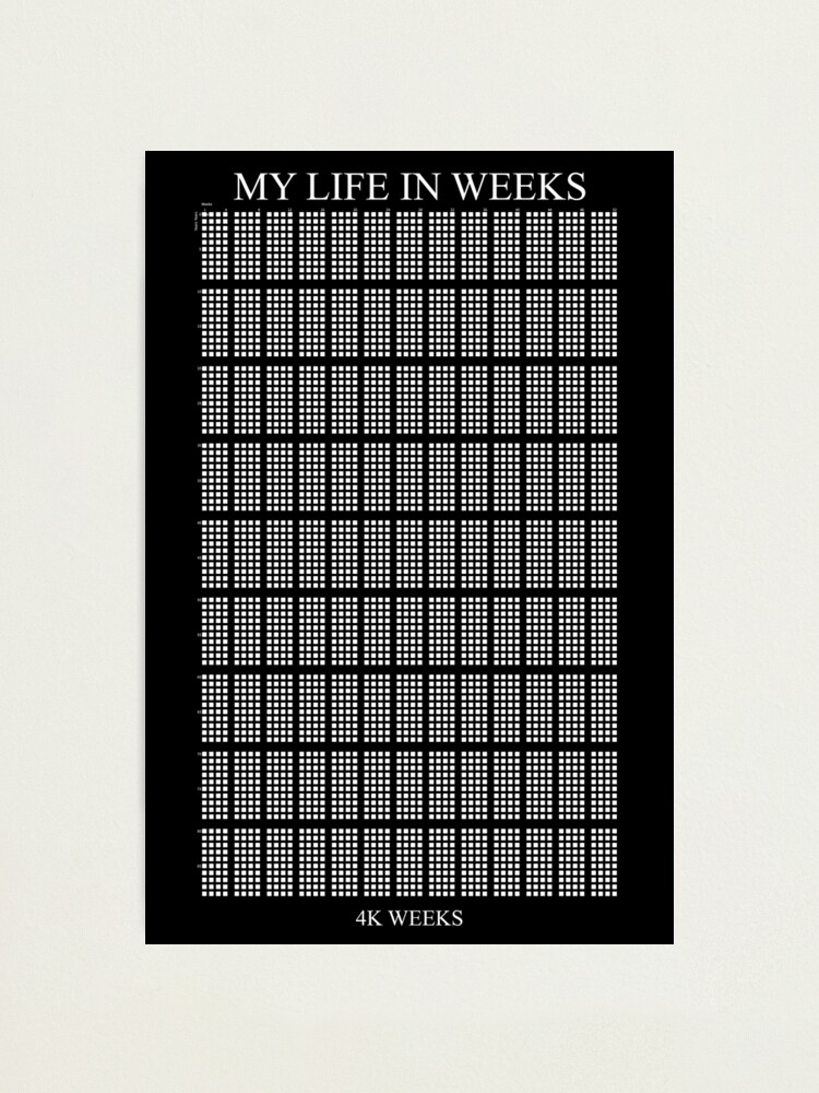 "My Life in Weeks Black Background - Life Calendar " Photographic Print ...