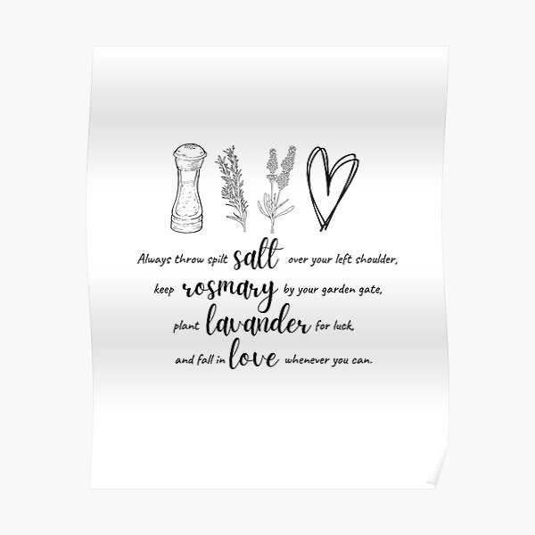 "Practical Magic Quote - Always throw spilt salt over your left ...