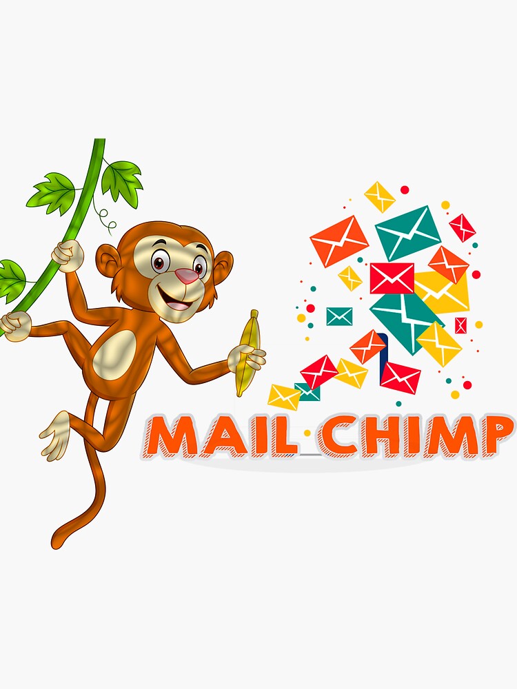 "MAIL CHIMP, but her emails, funny monkey, email monkey " Sticker for ...