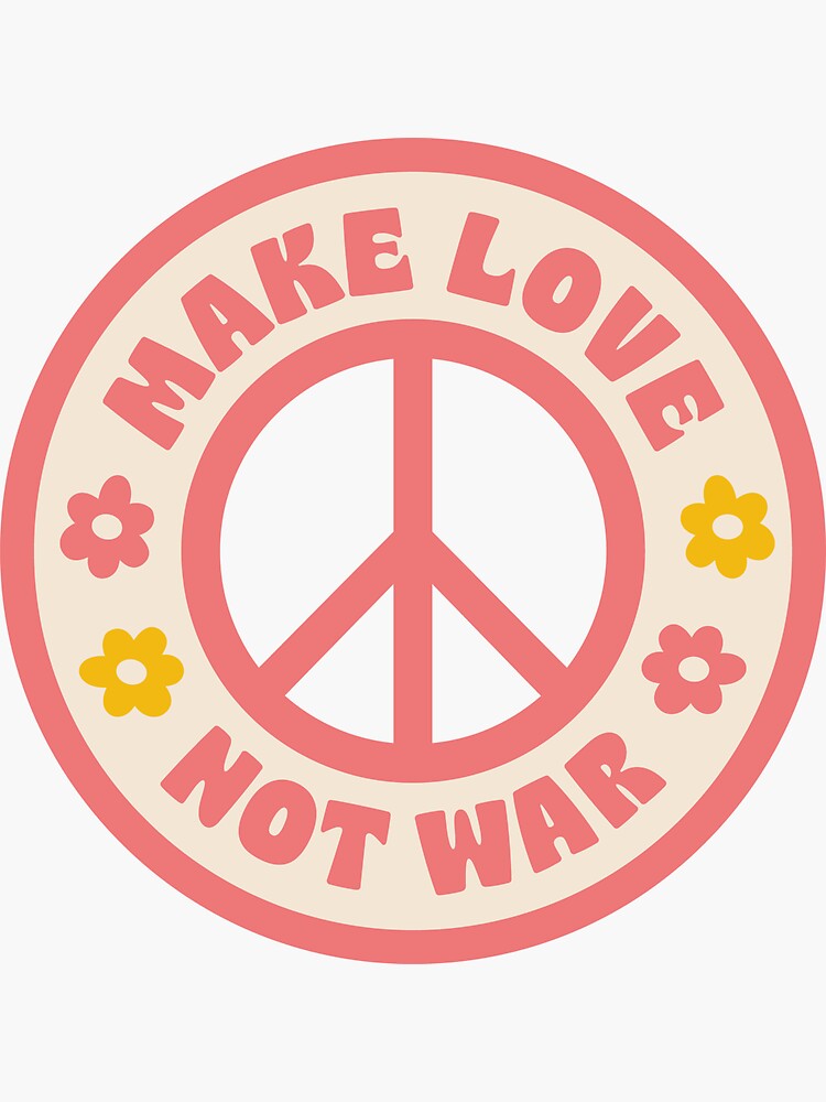 "MAKE LOVE NOT WAR" Sticker for Sale by asymmetrickid | Redbubble