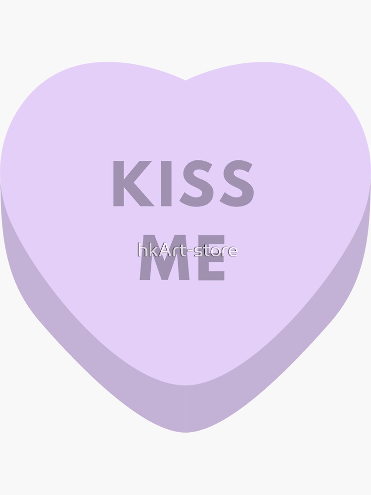 ""Kiss me" text graphics artwork with a heart symbol" Sticker by hkArt ...