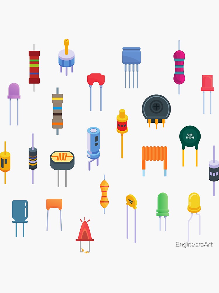 "Colorful Electronics Components Collage" Sticker by EngineersArt ...
