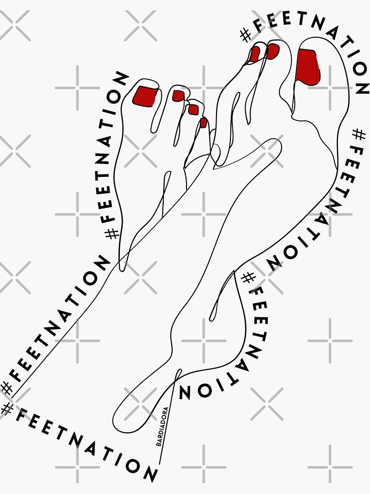 "Feet Nation Foot Fetish Red Nails Monoline" Sticker by Bardiadora ...