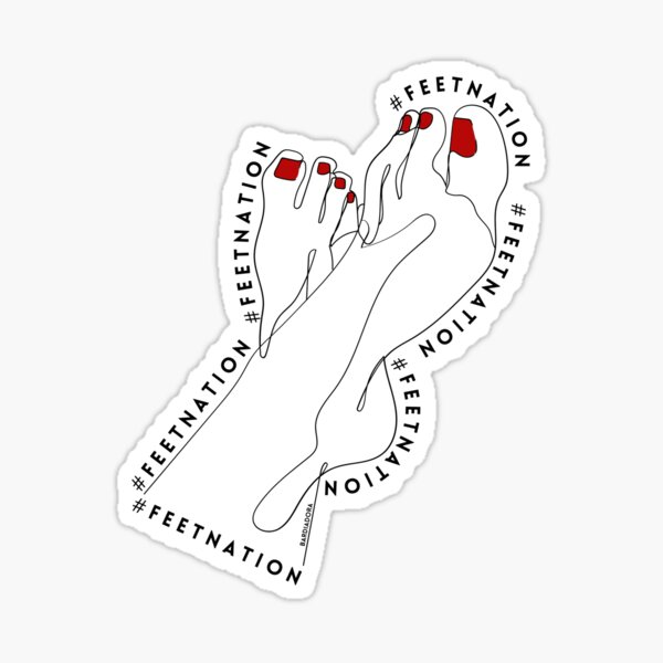 "Feet Nation Foot Fetish Red Nails Monoline" Sticker by Bardiadora ...