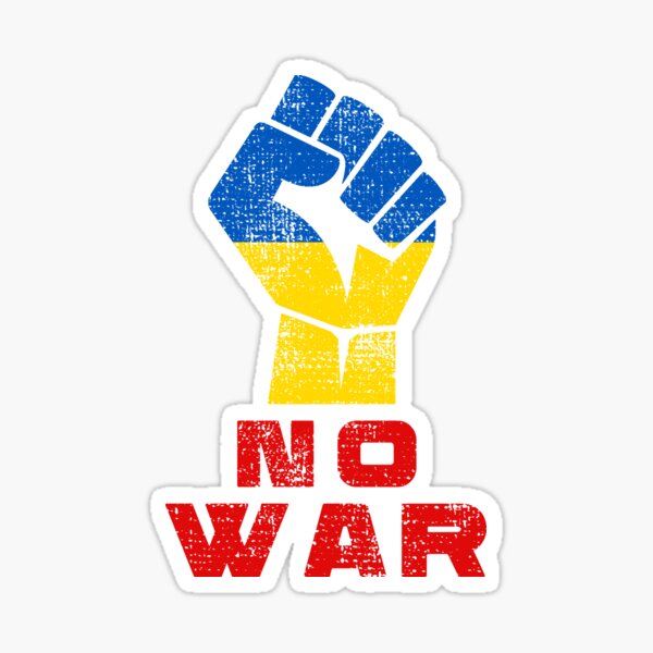 "NO WAR UKRAINE - SUPPORTING UKRAINE" Sticker by TravelHappiness ...