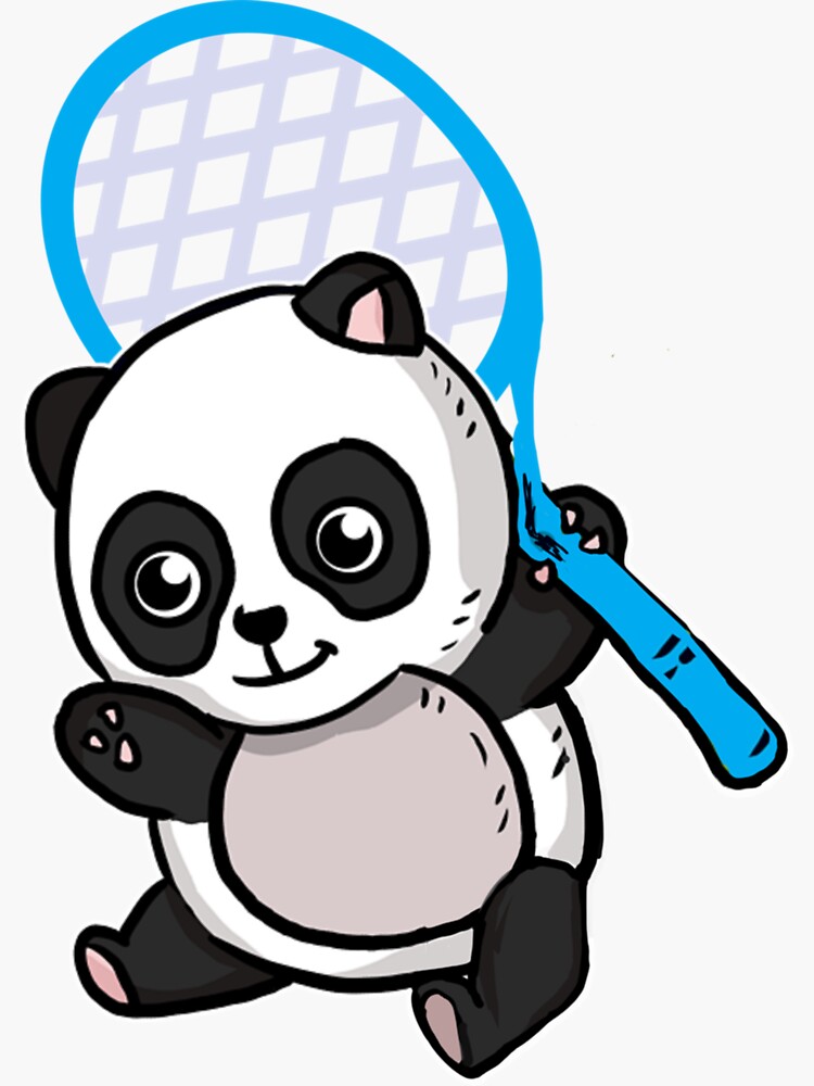"Cute Kawaii Panda Holding Tennis Racket Sticker" Sticker for Sale by ...