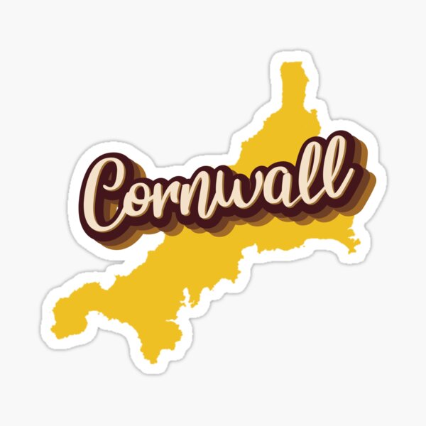 "Cornwall 70s style graphic map" Sticker by offwhitelimo | Redbubble