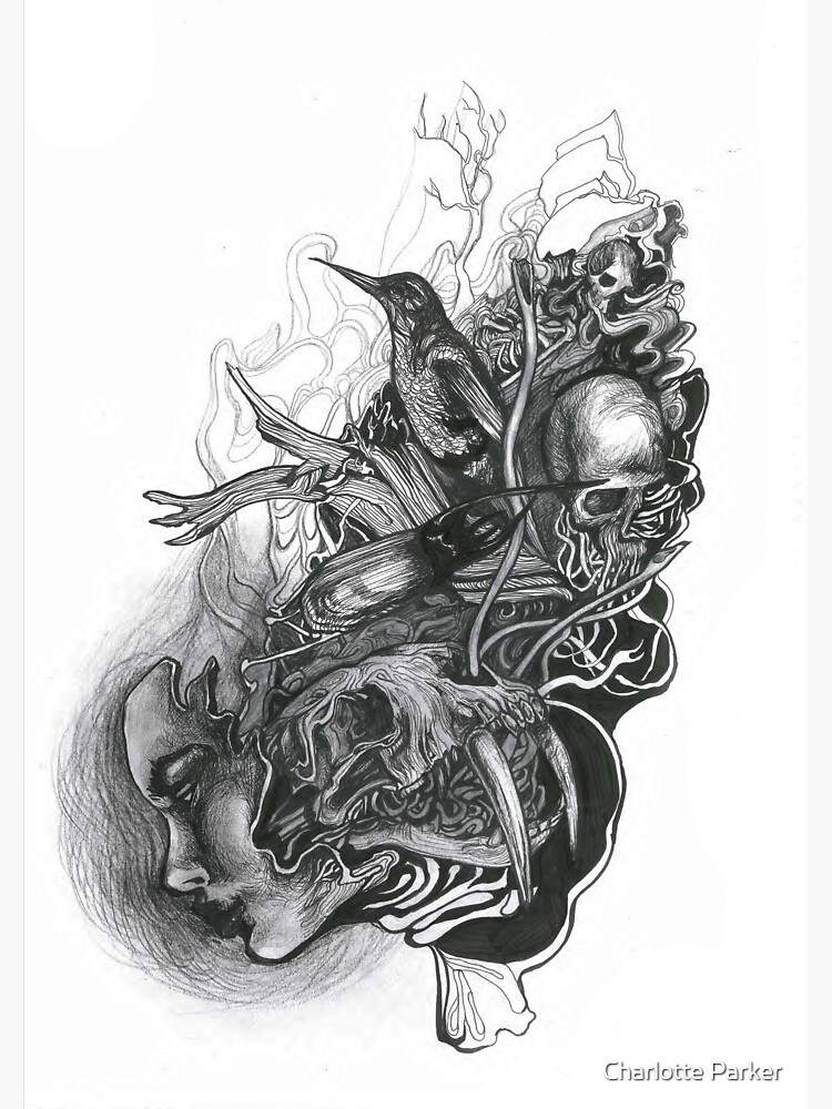 "Surreal Gothic Ink and Graphite Illustration" Sticker by ckparkerart ...