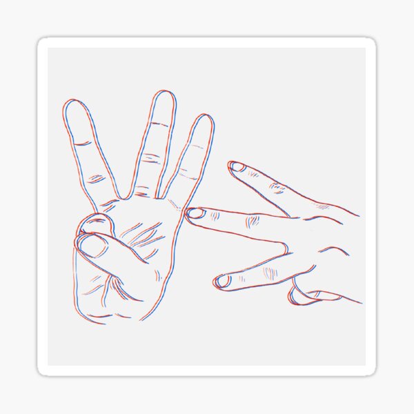 "W3 HANDS in 3D!!" Sticker by ooeylouie | Redbubble