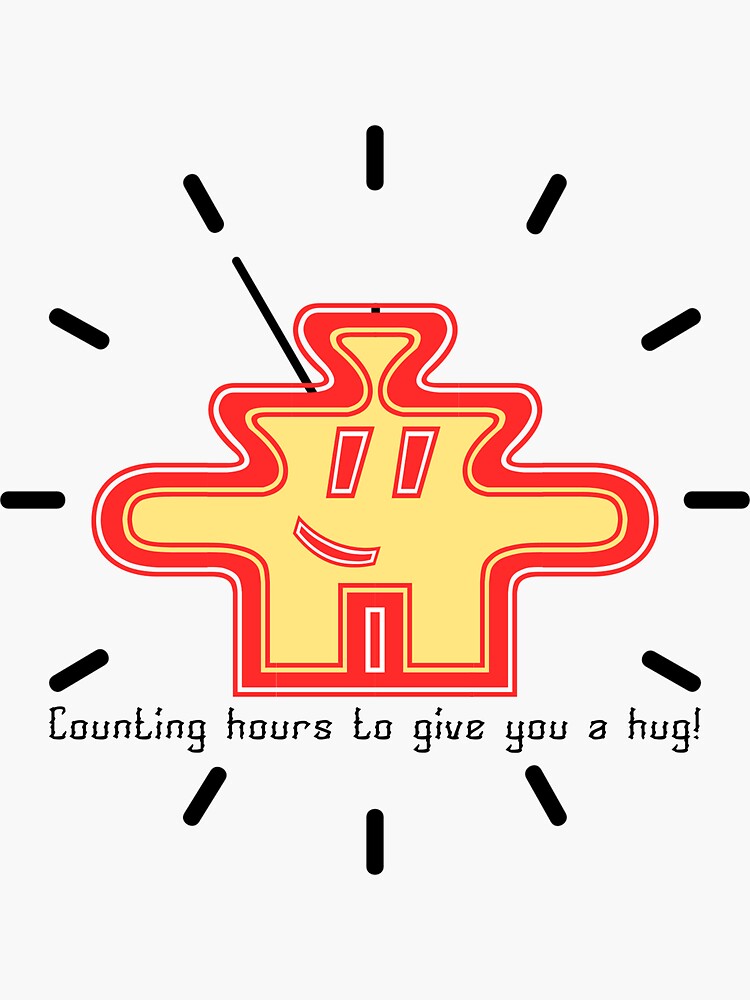 "Hug-It Happy Character Counting Hours for a Hug #0002" Sticker by ...
