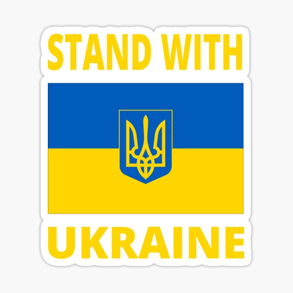 "STAND WITH UKRAINE PROTEST RUSSIA PROTEST PUTIN" Sticker by doodlermob ...