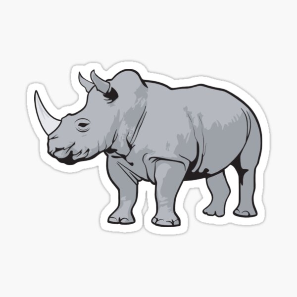"Rhino Illustration Sticker" Sticker for Sale by GalinStickers | Redbubble