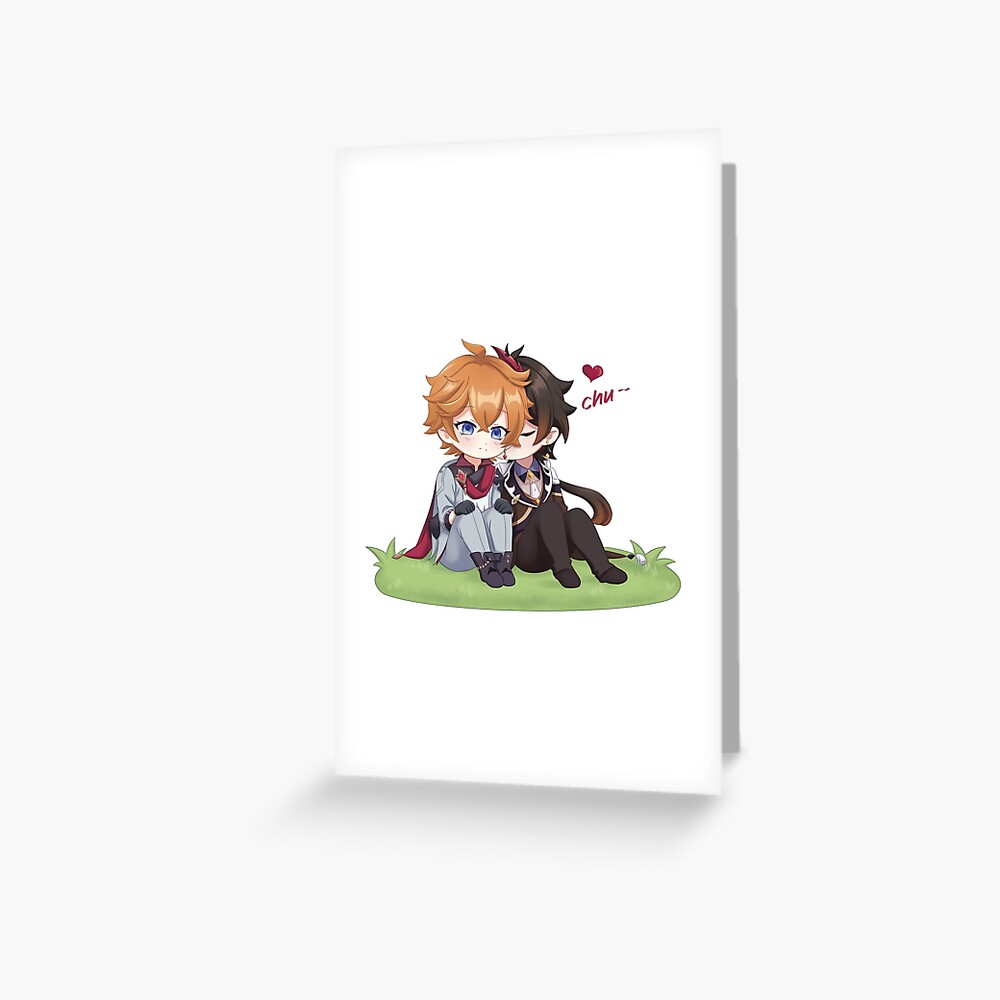 "Zhongli & Childe - Genshin Impact Fan-Made Kiss on Cheek" Greeting ...