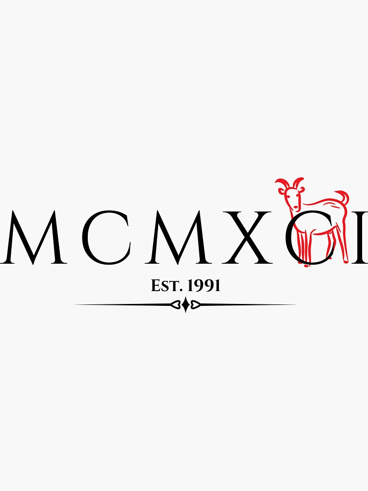 "MCMXCI Est. 1991 Goat Chinese Zodiac Horoscope" Sticker by ...