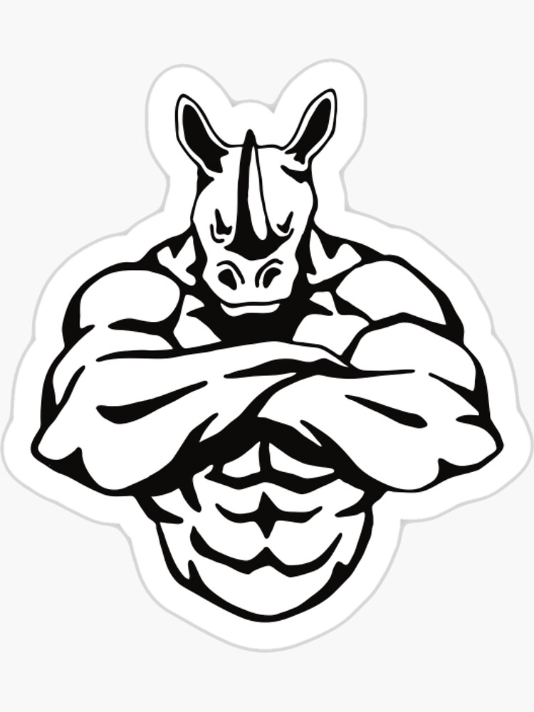 "RHINO BODYBUILDER-SPORT WEAR" Sticker by EleganceBySport | Redbubble