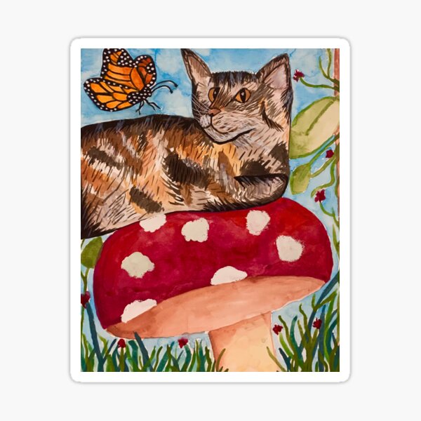 "Mushroom Cat" Sticker by 123ainslee | Redbubble