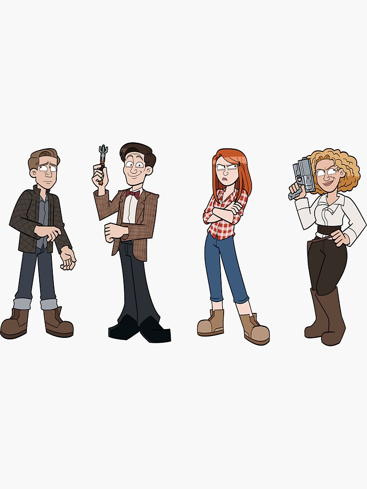 "Eleven, Amy, Rory and River (4PK)" Sticker by Blufruity | Redbubble