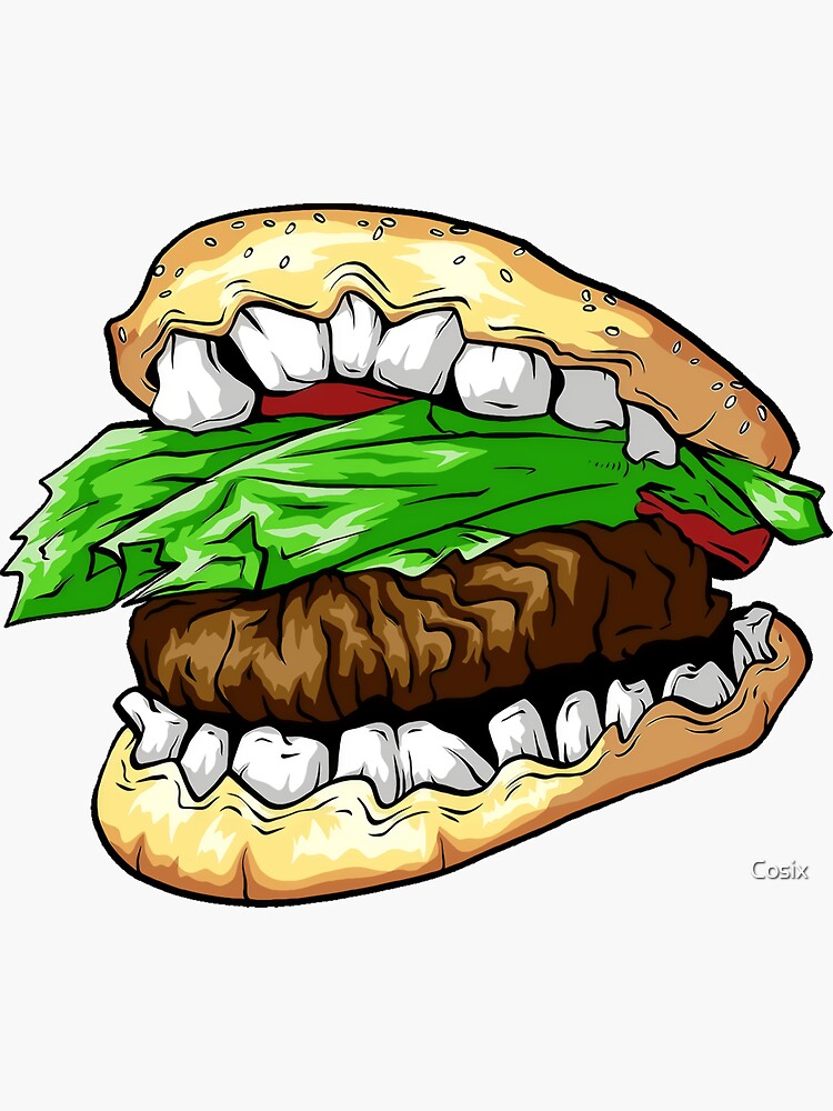 "Food Monster - Bite Burger" Sticker by Cosix | Redbubble