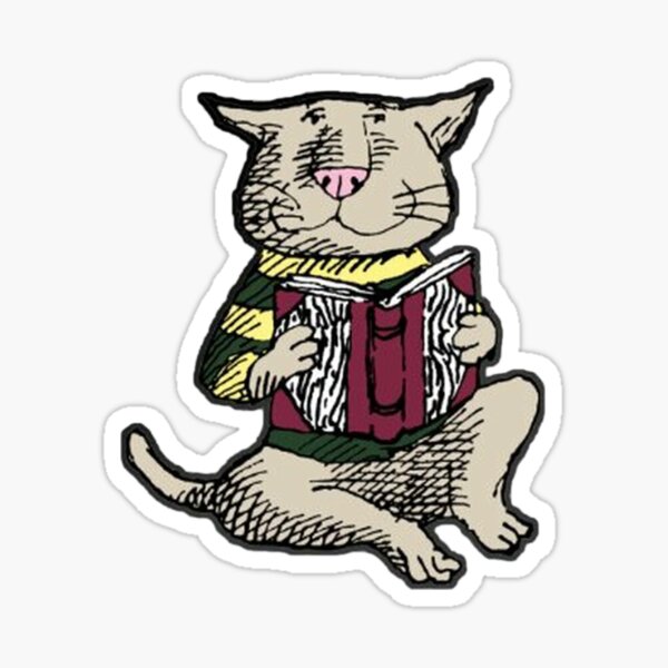 "Cat & Book by Edward Gorey" Sticker by AestheticsXarts | Redbubble