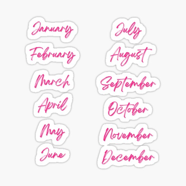 "Pink Months of the Year Planner" Sticker by meekichu | Redbubble