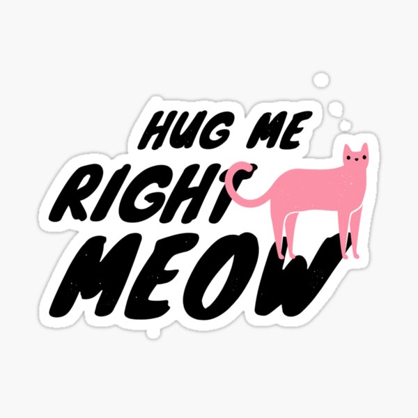 "HUG ME RIGHT MEOW" Sticker by ABDERRAHMANE22 | Redbubble