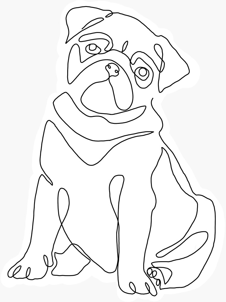 "Pug line drawing" Sticker by Alieden09 | Redbubble