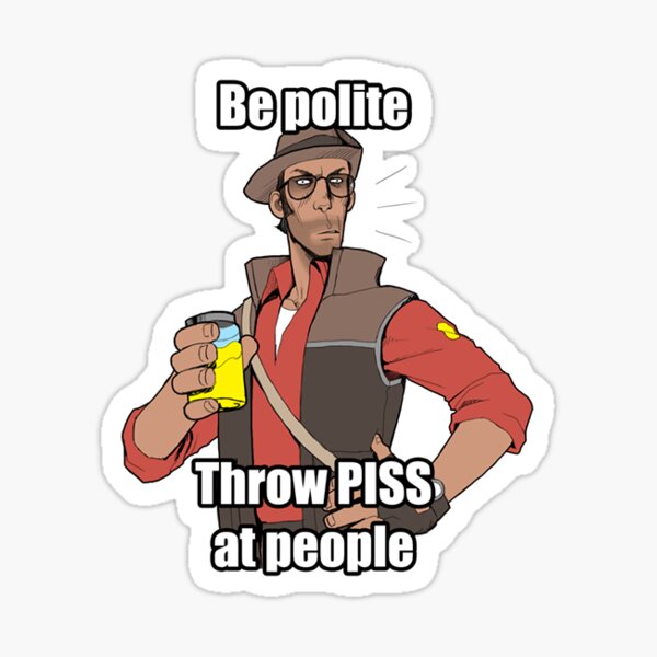 "Team Fortress 2 JARATE meme" Sticker for Sale by JakiTheRed | Redbubble