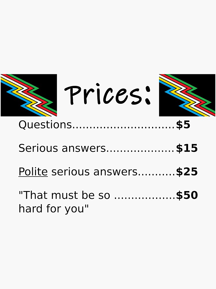 "Invasive Question Price List" Sticker by StellarDraconic | Redbubble