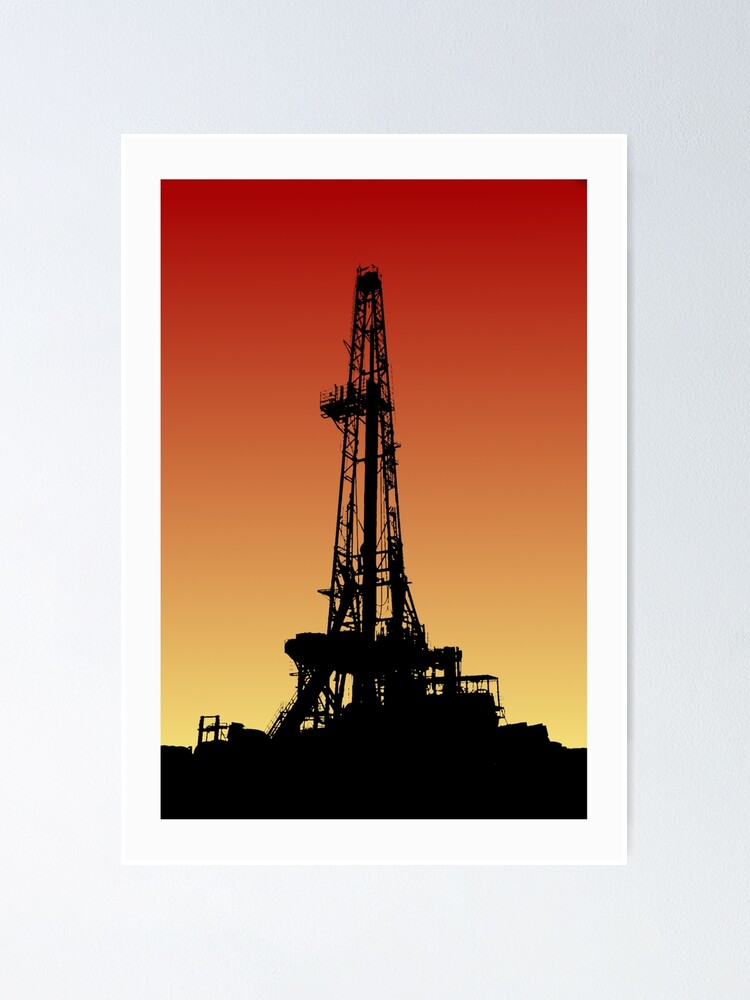 "Oil Drilling Rig - Dusk" Poster for Sale by Katexdes | Redbubble