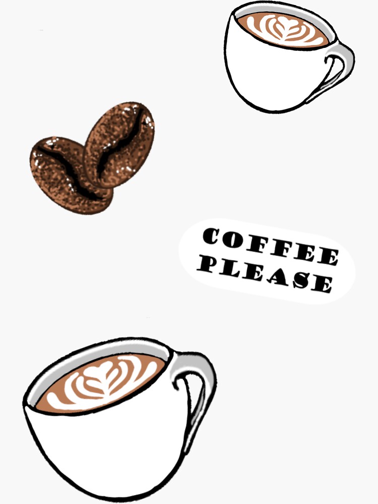 "Coffee Please Sticker Sheet" Sticker by Silutaran | Redbubble