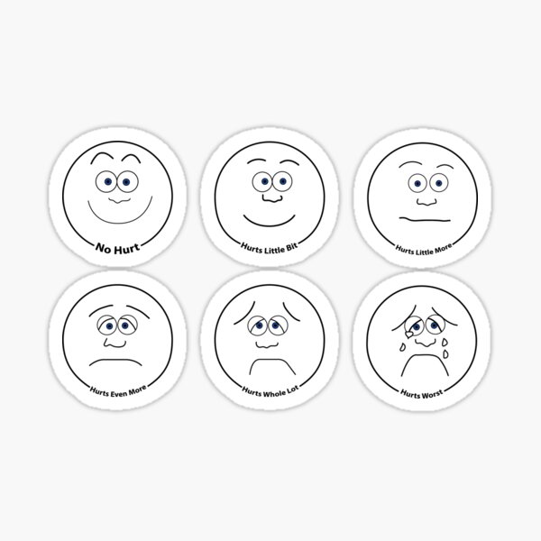 "Pain Scale Faces 6 Pack" Sticker by Lcase677 | Redbubble