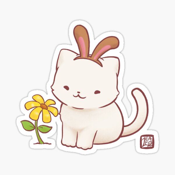 "Cute Cat Bunny Ears" Sticker by leafye | Redbubble