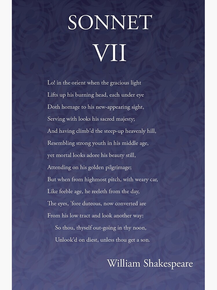 "Shakespeare Sonnet 7 (VII)" Poster by worldofprints | Redbubble