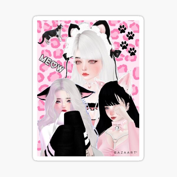 "Meow Imvu edit" Sticker by Redr0s3 | Redbubble