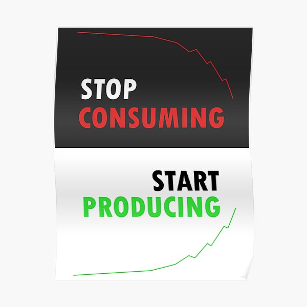 "STOP CONSUMING - START PRODUCING" Poster for Sale by Motiv-8-ion ...