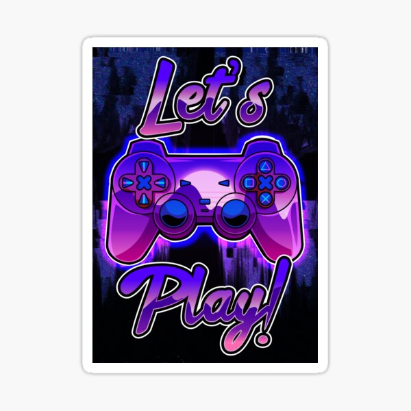 "let's play game Joystick gaming quotes Vaporwave 80s" Sticker for Sale ...