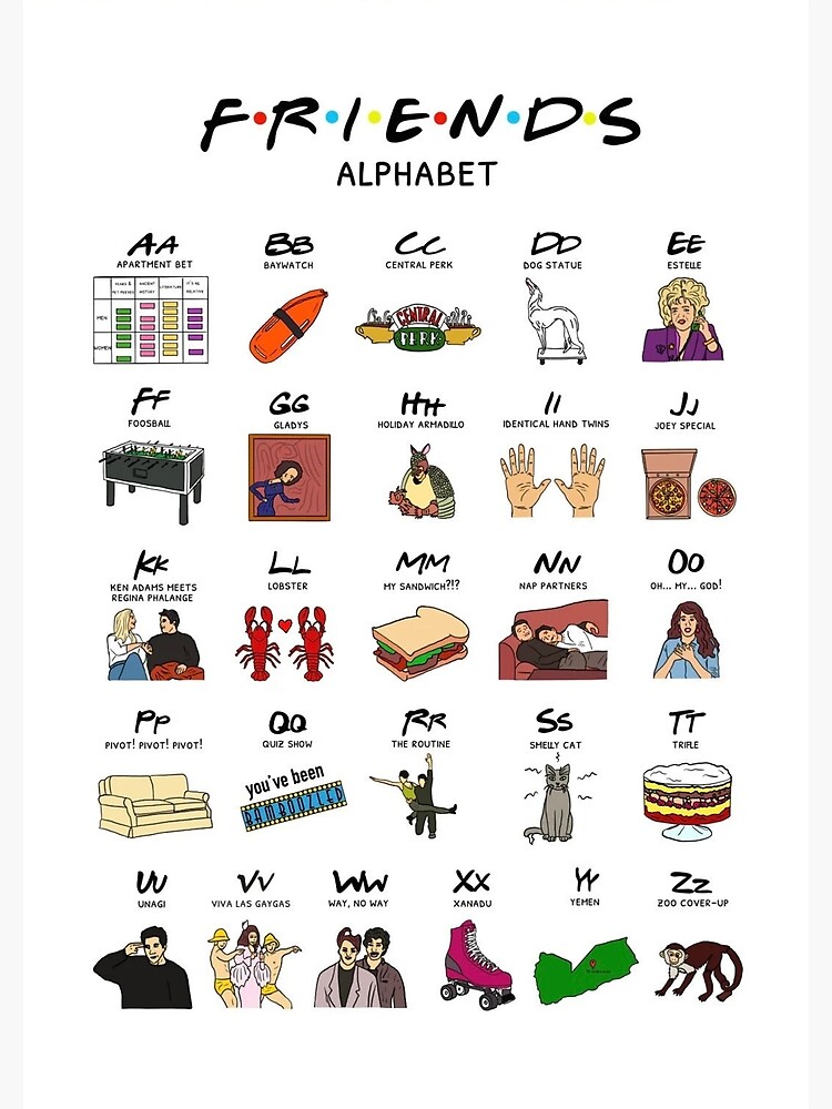 "Friends Alphabet Poster" Poster by roberyholow | Redbubble
