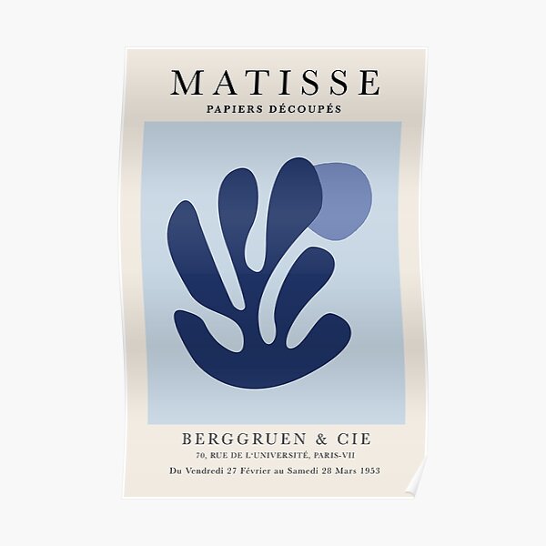 Póster «Flor de Henri Matisse, bloque de color azul pastel de Papier ...