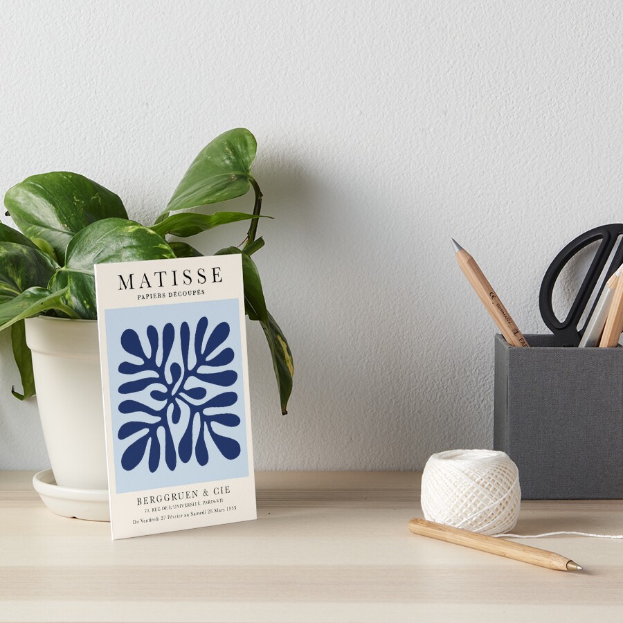 "Henri Matisse Flower, Paper Decoupes Art pastel blue color block ...