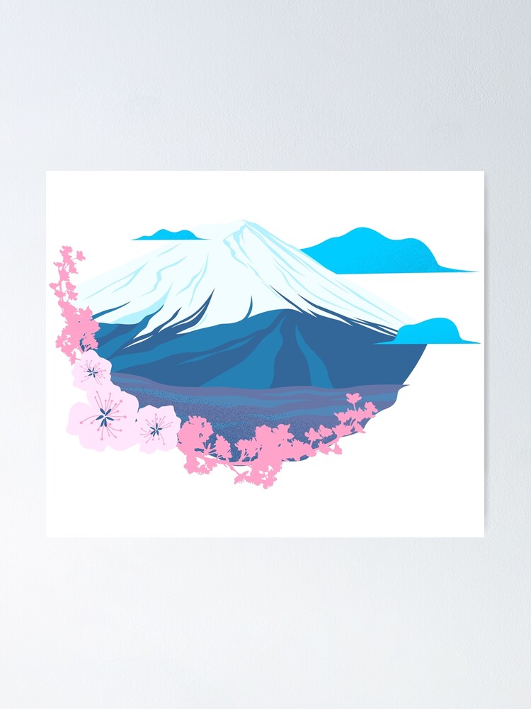 "Japanese style sakura tree mountain art" Poster for Sale by UNITYdream ...