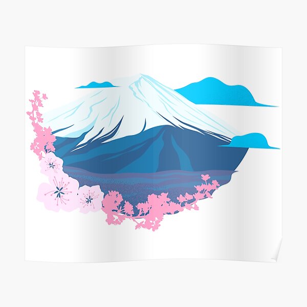 "Japanese style sakura tree mountain art" Poster for Sale by UNITYdream ...