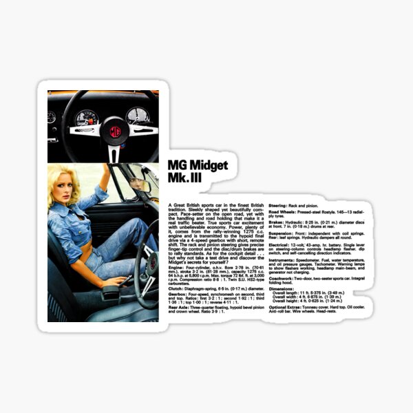"MG MIDGET - BROCHURE" Sticker by ThrowbackM3 | Redbubble