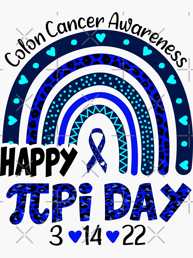 "Happy Pi Day Colon Cancer Math Teacher 3.14 Leopard Rainbow" Sticker ...