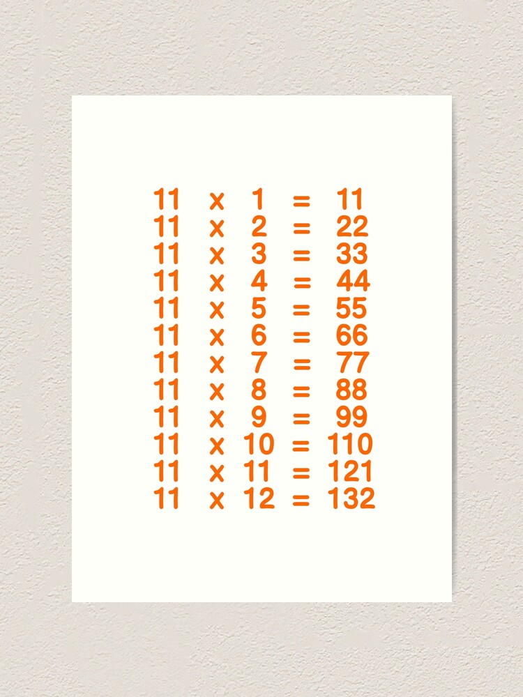 "11 X Table Eleven Times Table Learn Multiplication Tables for Kids ...