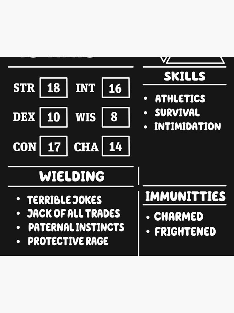 "Dad Character Sheet Dungeons and Dragons DND Dungeons and Dragons ...