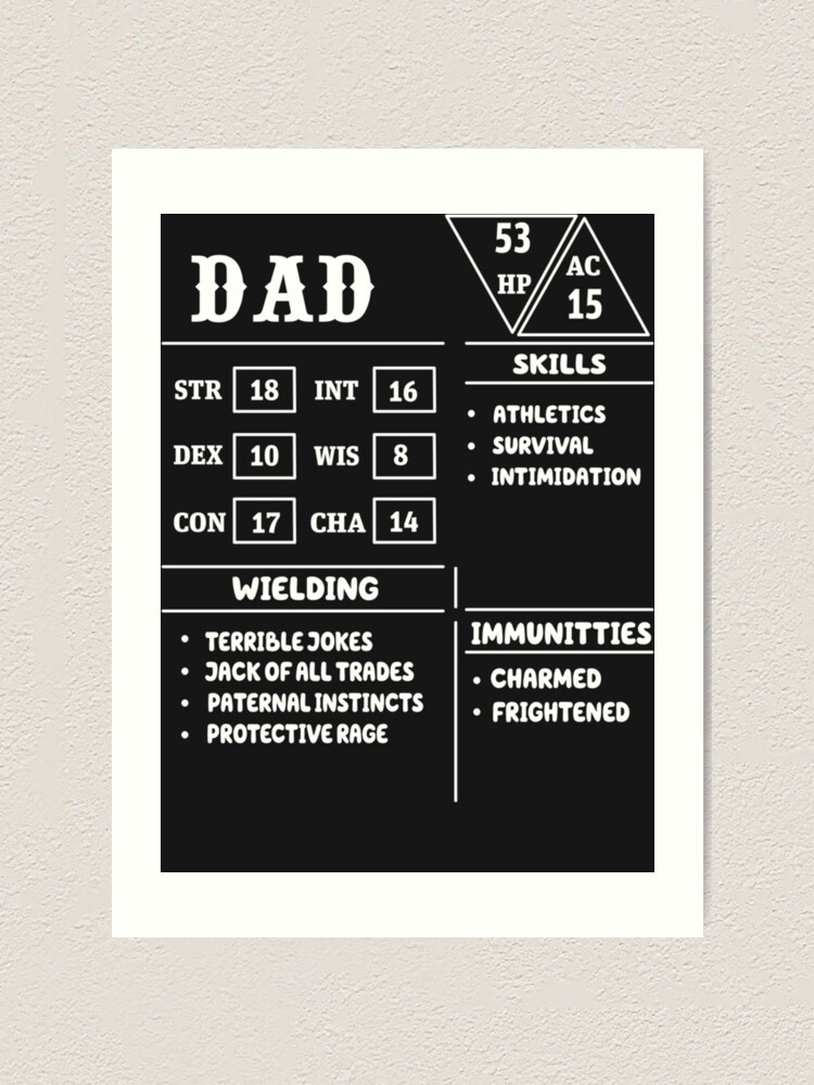 "Dad Character Sheet Dungeons and Dragons DND Dungeons and Dragons ...