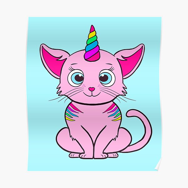 Póster «Dibujo de dibujos animados lindo Kittycorn» de SparkyMae ...