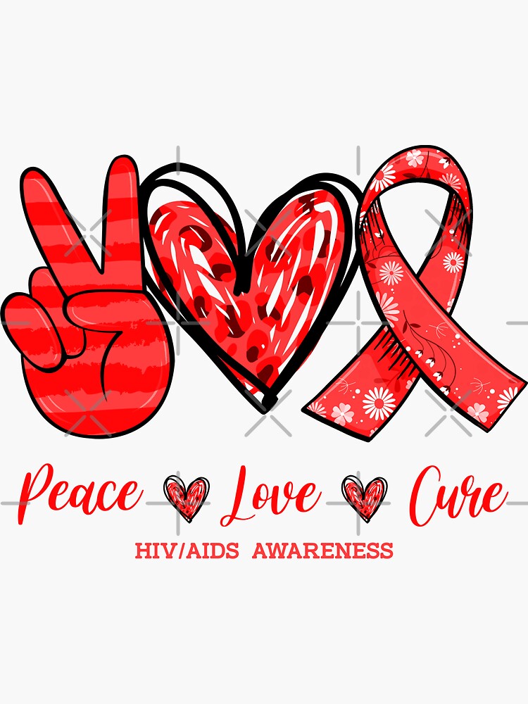 "Peace Love Cure HIV AIDS Awareness Caring Support Fighting Shirt ...